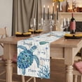 Blue Sea Turtle Table Runner, Beach Happy Place Seashell Starfish ...