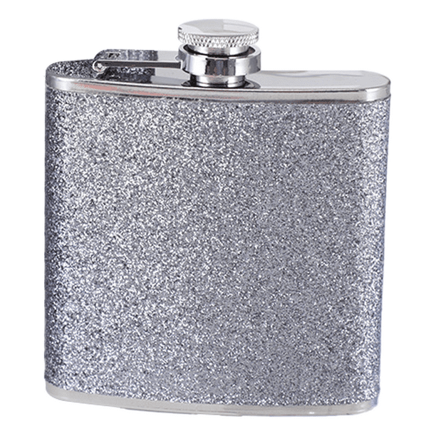 Stainless Steel With Colorful Glitter Hip Flask - Stores 6 Ounces ...