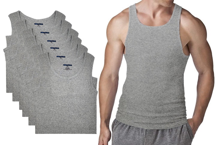 Different Touch 6 Pack Men's Big and Tall Muscle Ribbed Tank Tops A ...