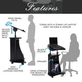 HOMCOM Height Adjustable Laptop Cart, Rolling Mobile Podium Desk, Black ...
