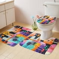 Color Block Bathroom Rugs Set Impressionist Yellow Black Pink Collage ...