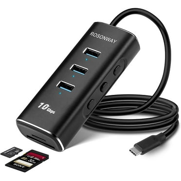ROSONWAY Powered USB Hub, 4-Port Aluminum 10Gbps Superspeed USB 3.1 Gen ...