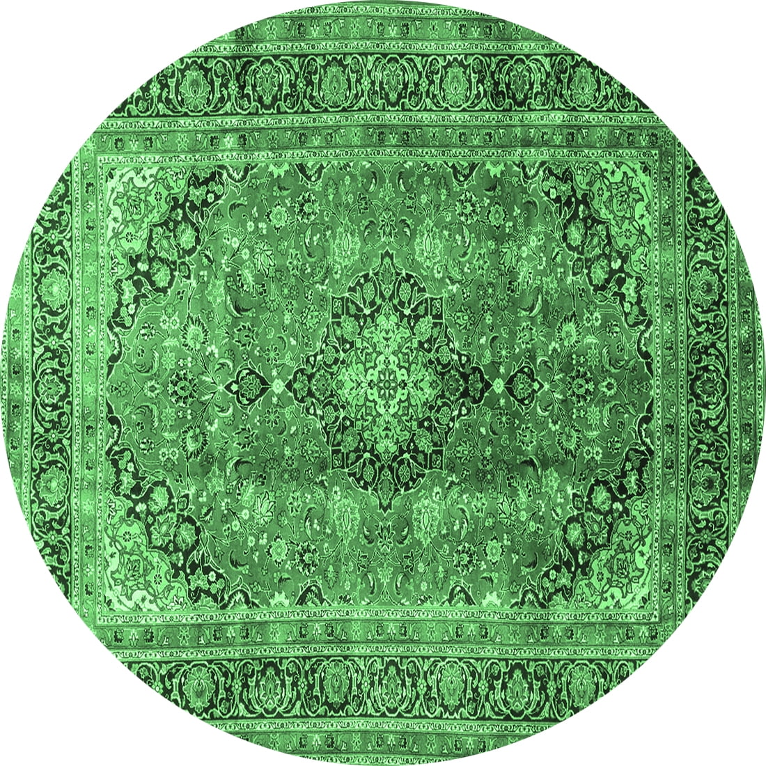 Ahgly Company Indoor Round Medallion Emerald Green Traditional Area ...