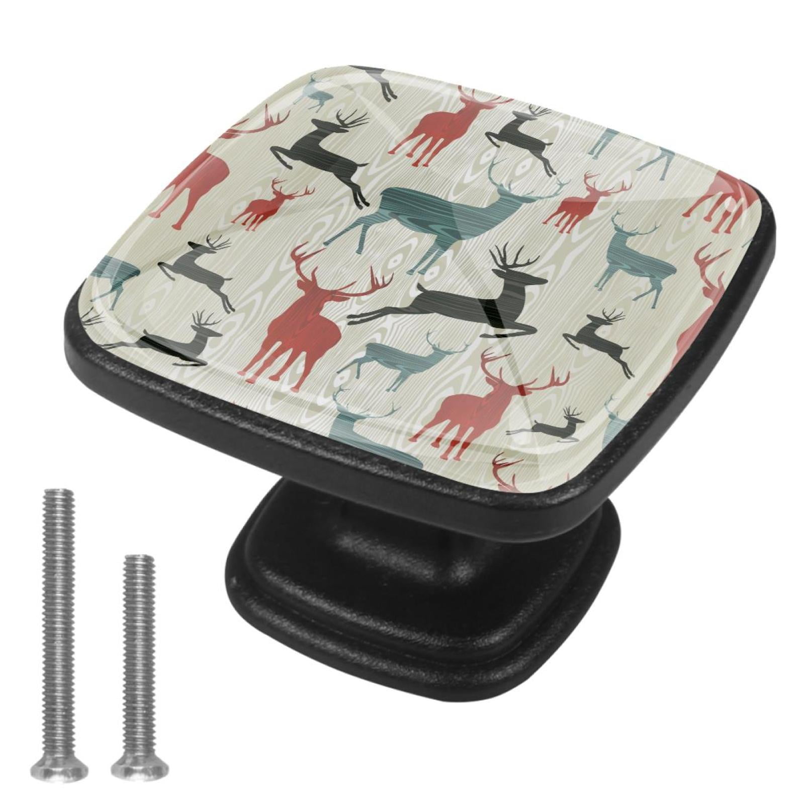 4 Pcs Cabinet Handle Drawer Pulls Christmas Knobs with Screws Square ...
