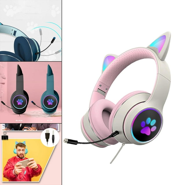 Headset RGB LED Light Gamer Headphs for Phs Noise Reduction 40mm ...