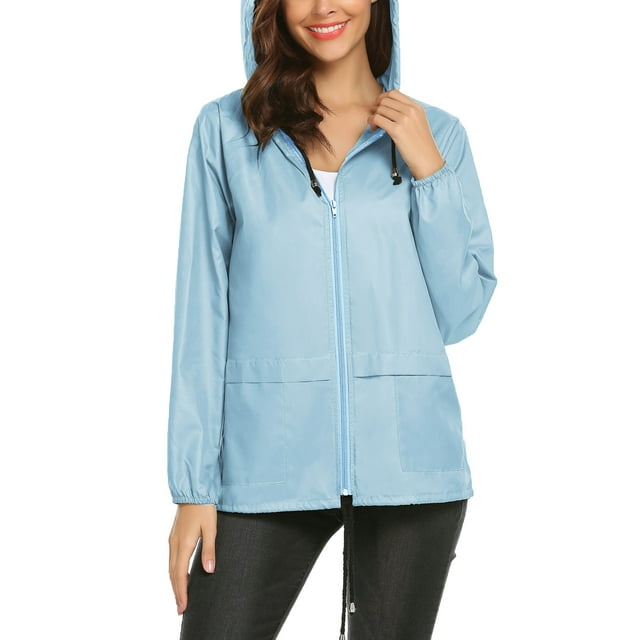 Avoogue Raincoat Women Lightweight Waterproof Rain Jackets Packable Outdoor Hooded Windbreaker ...