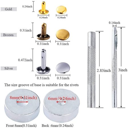 Betterlifefg-360 Leather Rivet Set Double Cap Rivet Tubular Metal Studs ...
