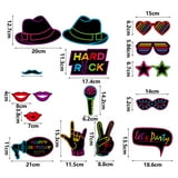 16 Pcs Glow Neon Photo Booth Props with Stick, Let's Glow in The Dark ...