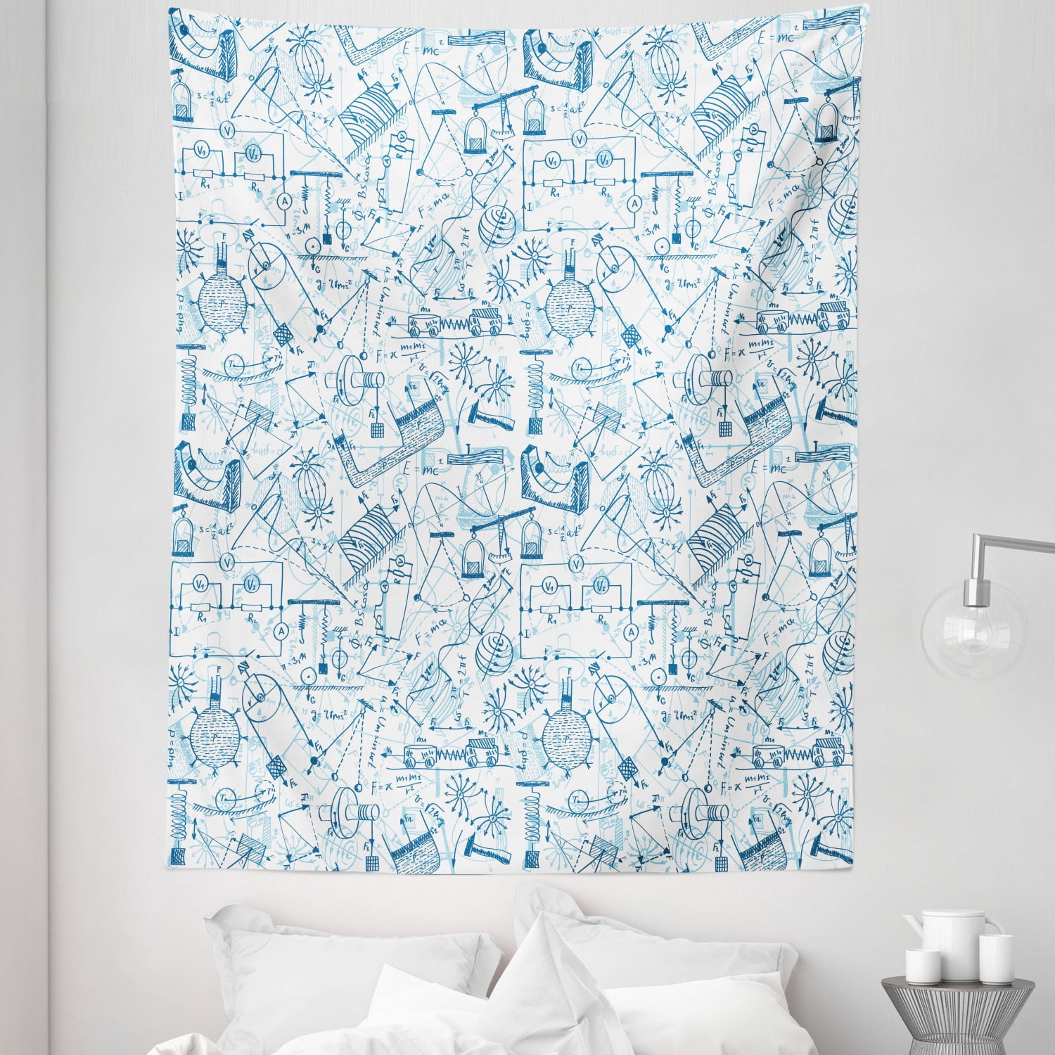 Science Tapestry, Physics Themed Drawing a Pattern of Formulas Related ...