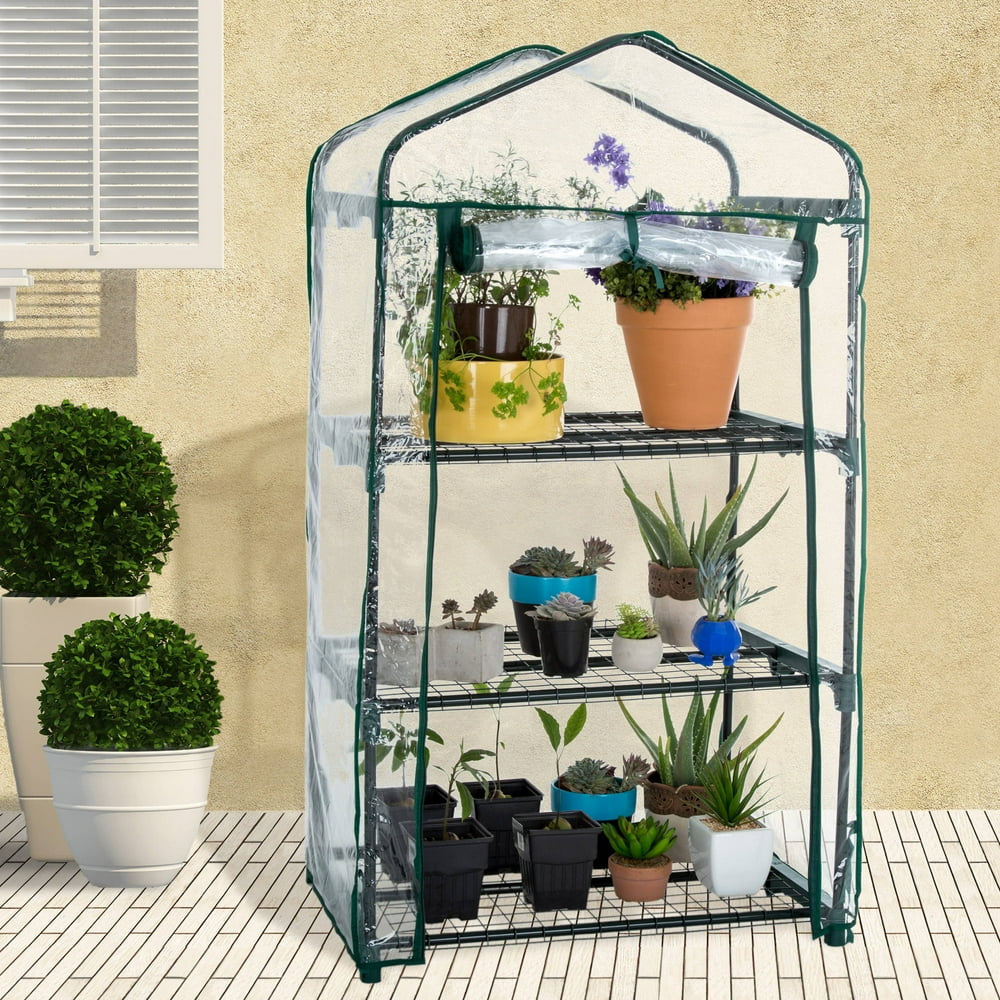 3-Tier Greenhouse – Outdoor Gardening Hot House with Zippered Cover and ...