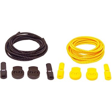 LOCK LACES (Elastic No Tie Shoe Laces) (Pack of 2) (Black-Blue ...