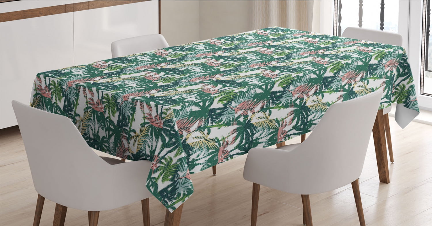Palm Tree Tablecloth, Dreamy Abstract Jungle Foliage Rainforest Growth ...