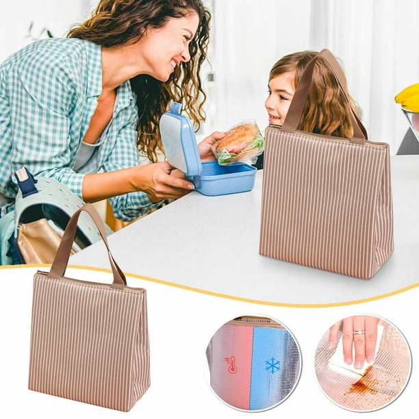 Cameland Work Bento Striped Lunch Box Bag Handbag Aluminum Foil thermal ...
