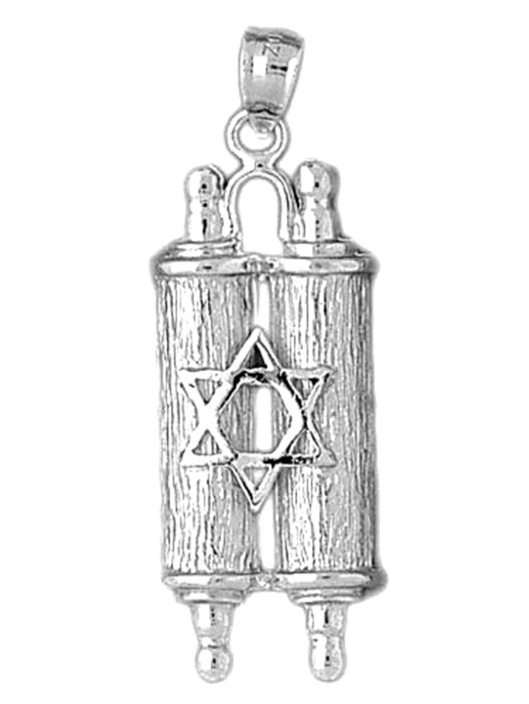 18K White Gold Jewish Torah Scroll with Star Pendant - 40 mm - Walmart.com