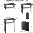 Folding Table with Storage Net, Solid Black Aluminum 2-Foot Picnic ...