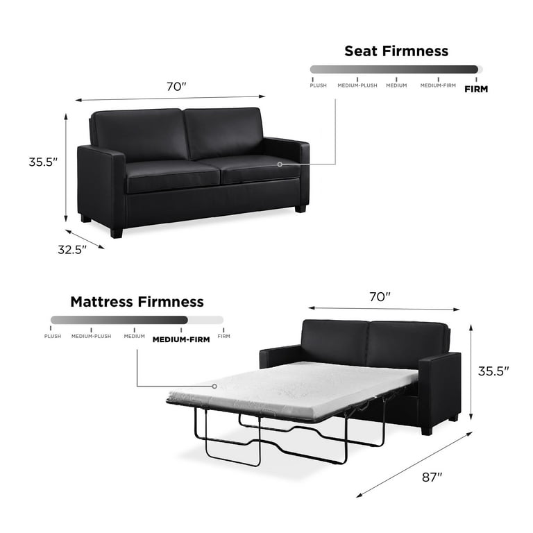 Black Leather Full Size Sleeper Sofa | Baci Living Room