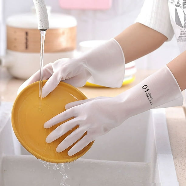 Reusable Kitchen Cleaning Gloves PVC Thickened Dishwashing Gloves Skid ...