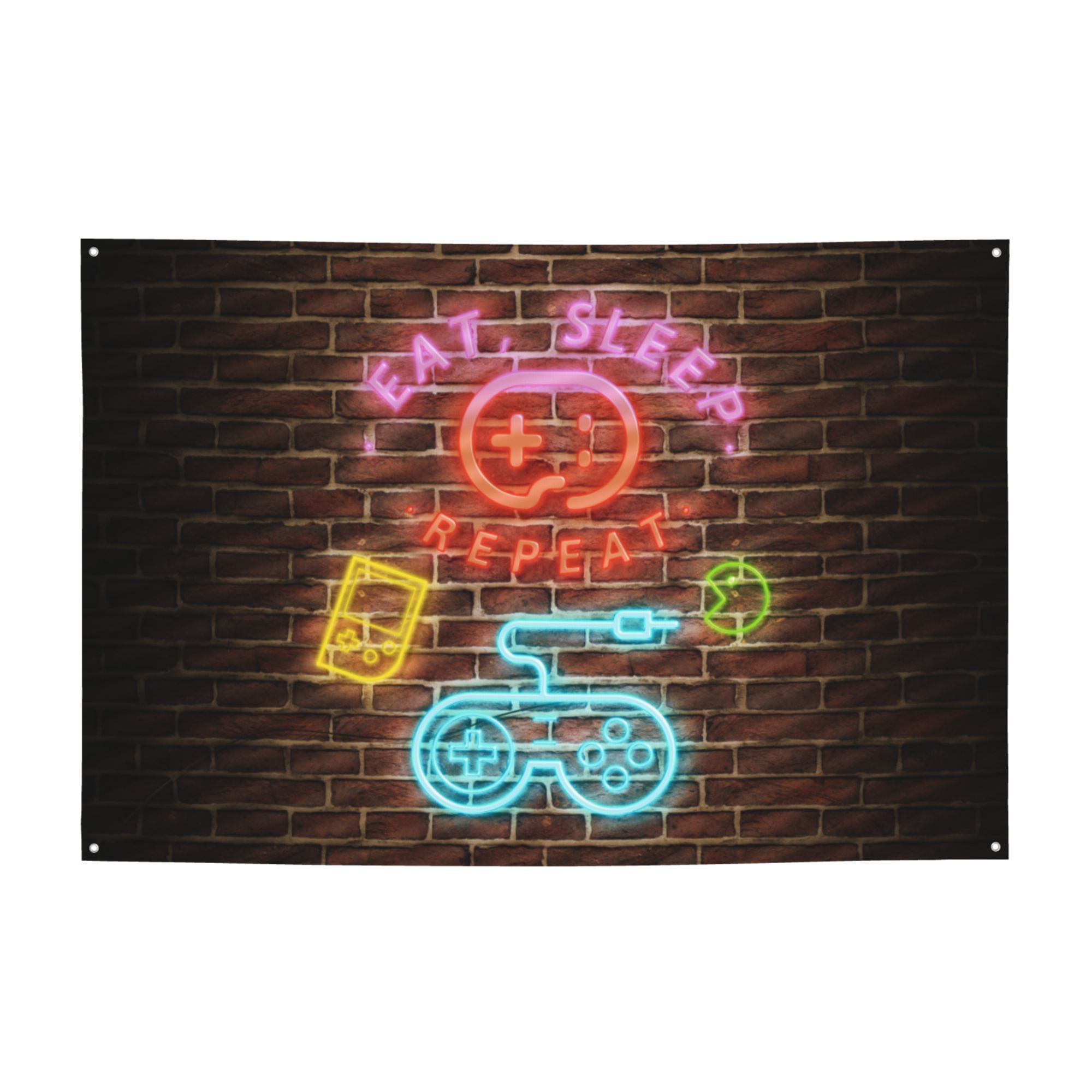 Neon Gamer Console Retro Sign Banner, Eating Sleep Game Repeat Lamp ...