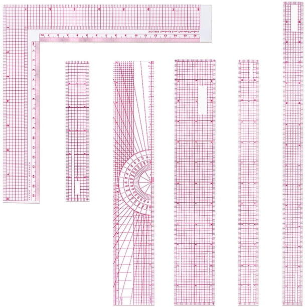 6 Pieces Beveled Transparent Ruler Plastic French Inch Metric Ruler ...