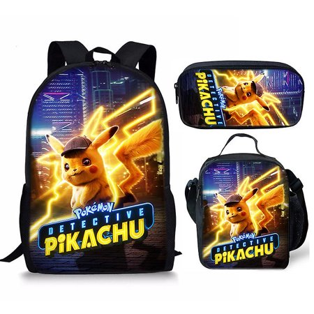 Pikachu Pokemon School Bag Cartoon Animation Student Backpack/pen Bag ...