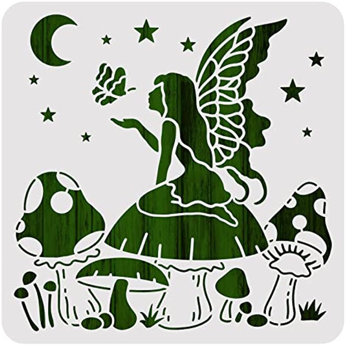 12x12" Dream Fairy Theme Plastic Stencils Moon Star Mushroom Pattern ...