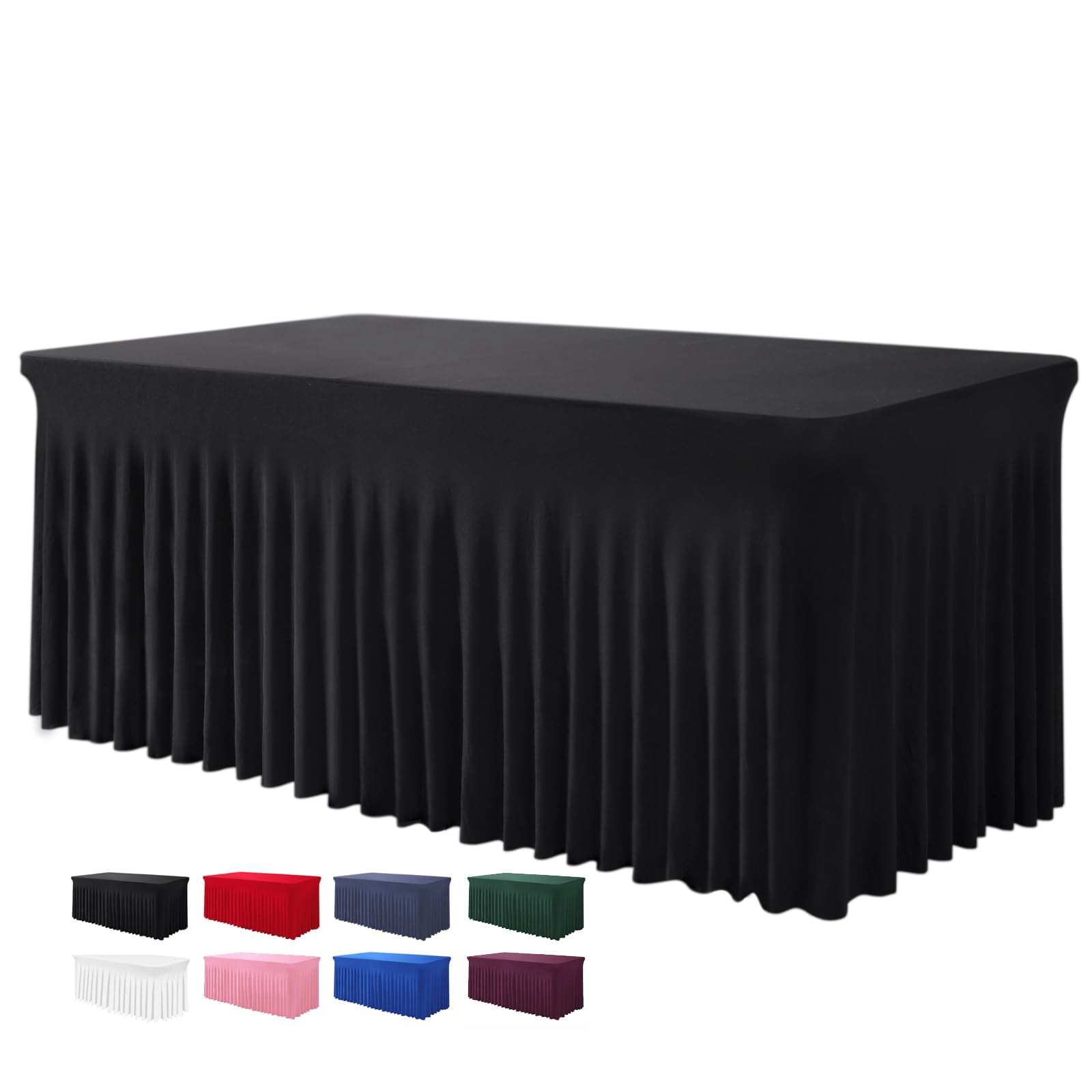 Faldón de mesa BDDC para mesas rectangulares de 6 pies, negro, de una ...