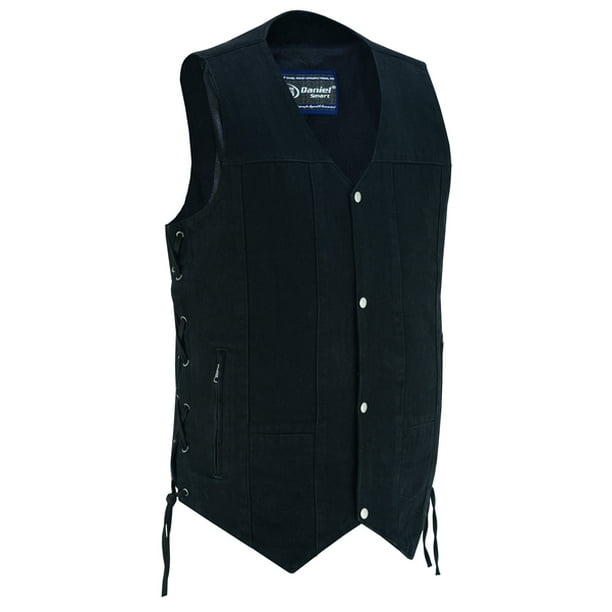 Daniel Smart Men’s Vest - Unique Black Denim with V-Neck Design ...