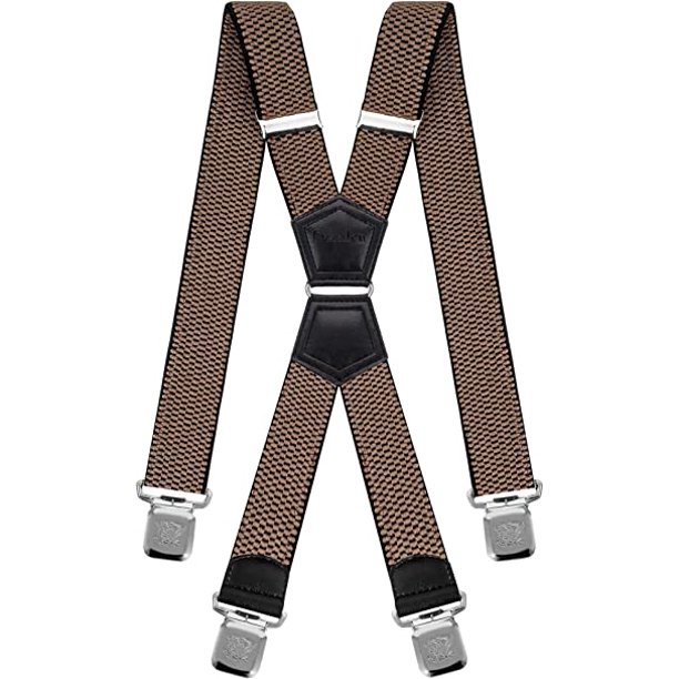 Deep Coffee-Men's Suspenders One Size Fits All X Style Strong Clips ...