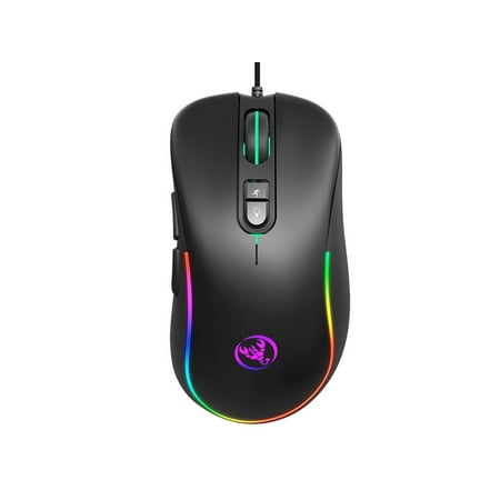 HXSJ J300 Wired Gaming Mouse 7 Button Macro Programming Mouse 6400DPI Colorful RGB Backlight USB ...