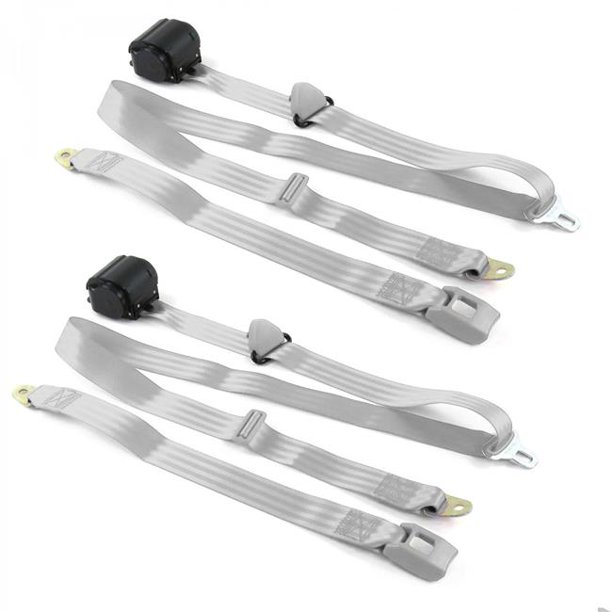 Standard 3 Point Gray Retractable Bucket Seat Belt Kit for 1981-1993 ...