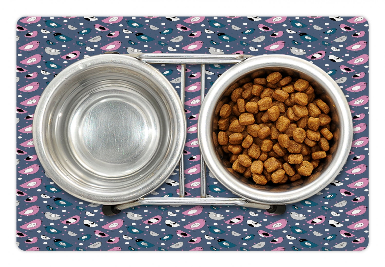 Bird Pet Mat for Food and Water, Cartoon Abstract Pattern with Avian ...