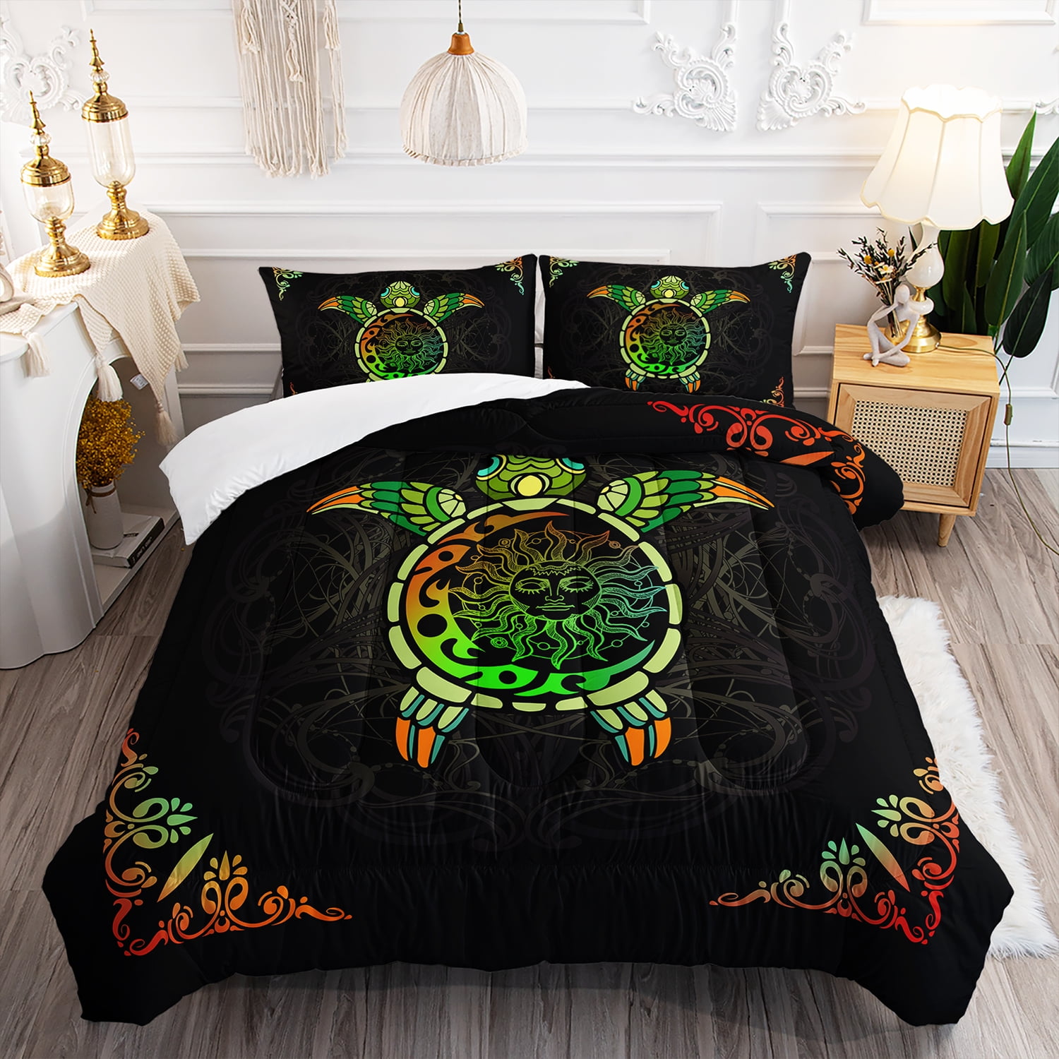 Hosima 3-Piece 3D Digital Printed Comforter， Blue Sea Cute Turtle ...