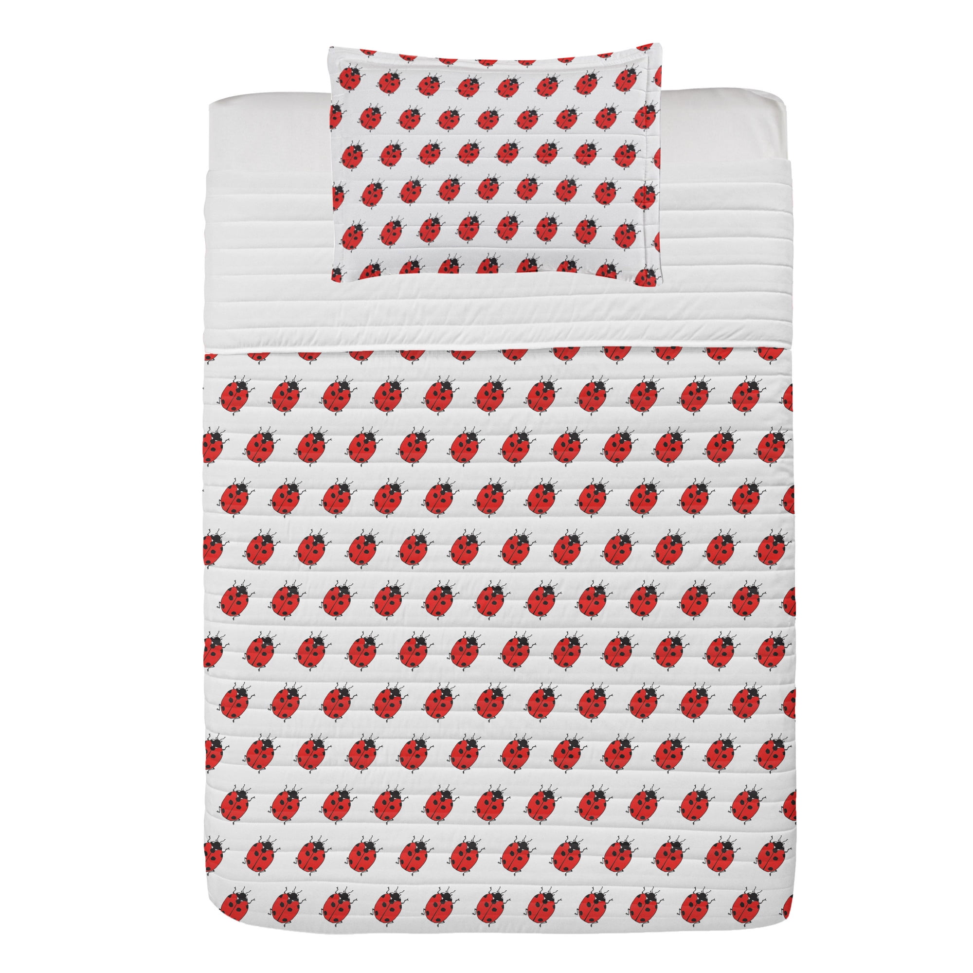 Ladybugs Microfiber Bedspread Set, Creative Depiction of Insect Beauty Orderly Repetitive ...