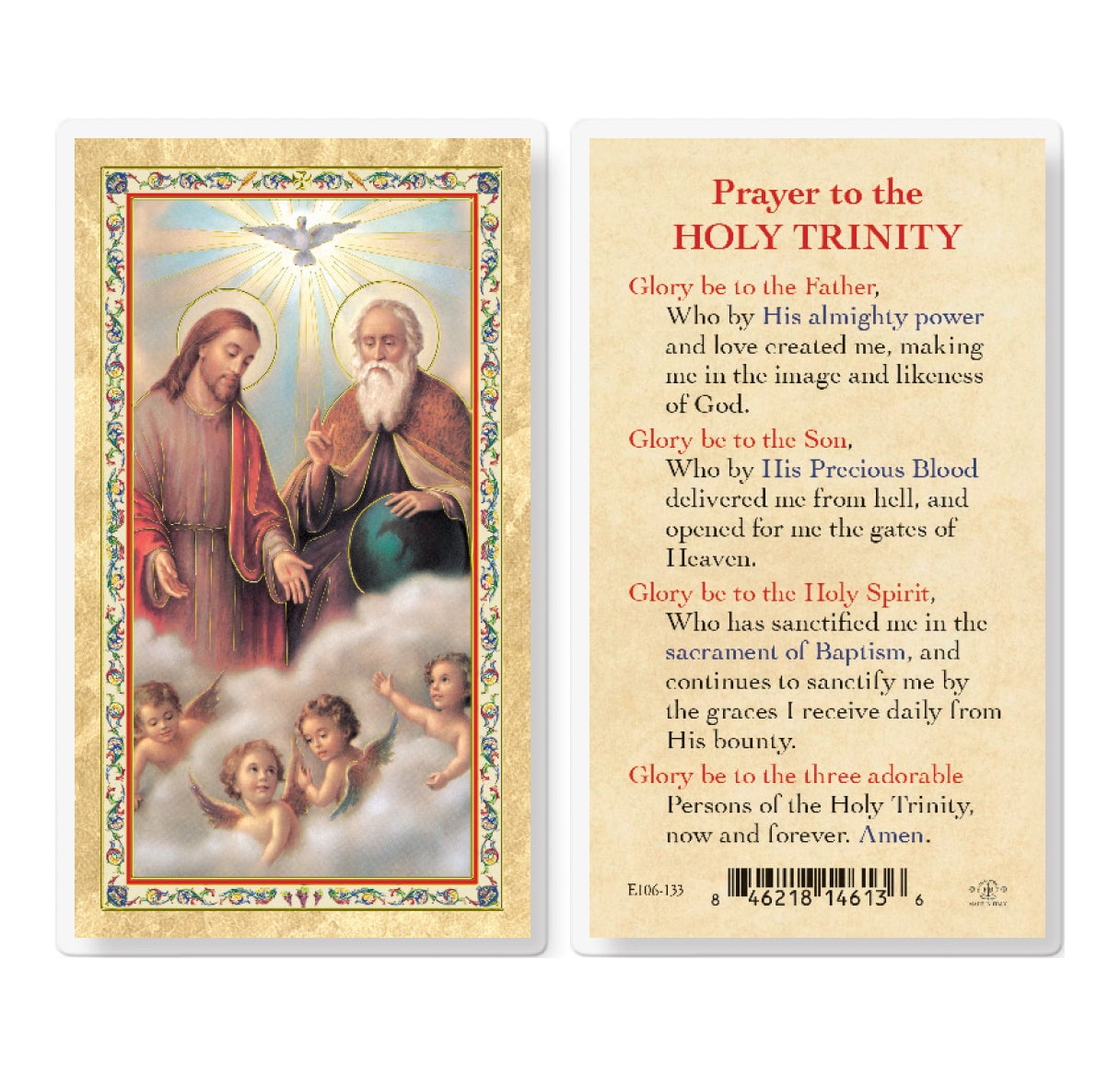 Prayer to Holy Trinity Gold-Stamped Laminated Catholic Prayer Holy Card ...