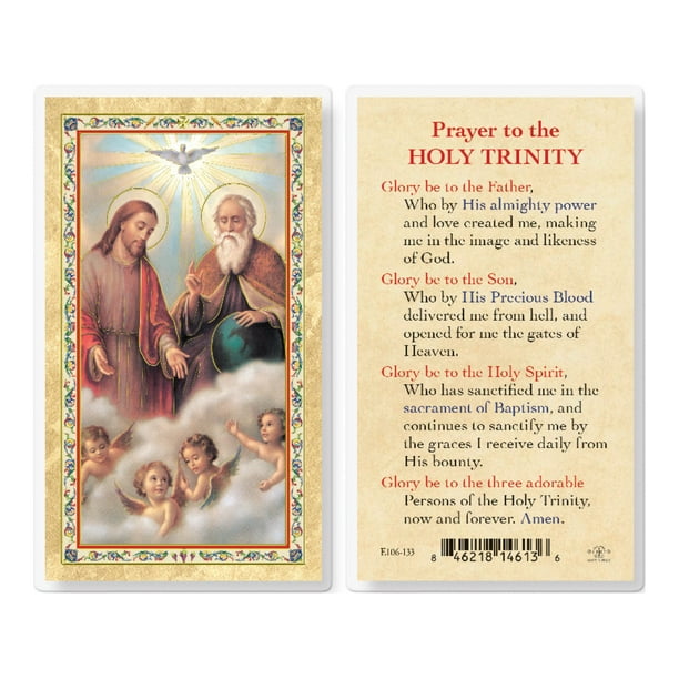 Prayer to Holy Trinity Gold-Stamped Laminated Catholic Prayer Holy Card ...