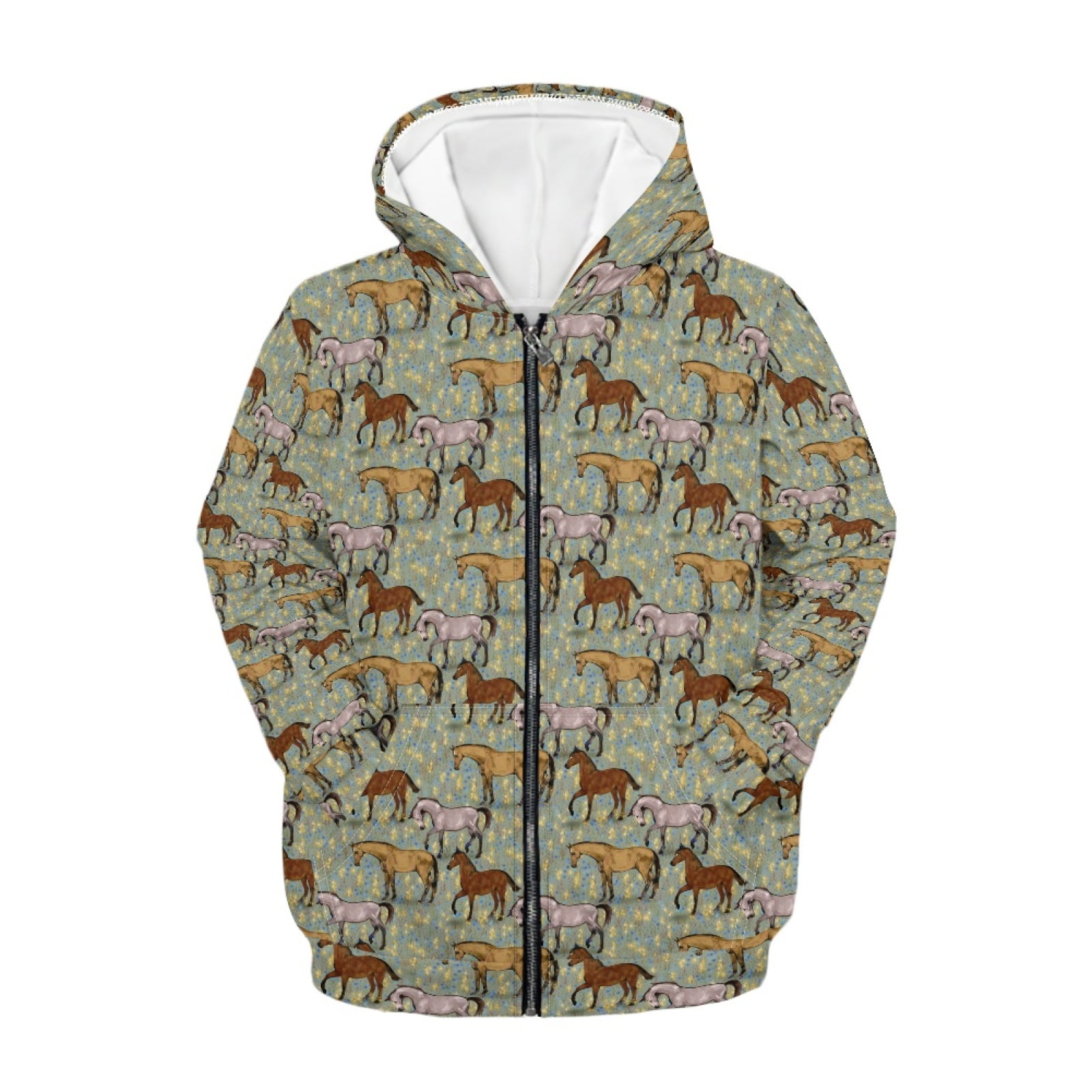 Xoenoiee Retro Farmhouse Horse Print Kids Zip Up Hoodie Sweatshirt Boys ...