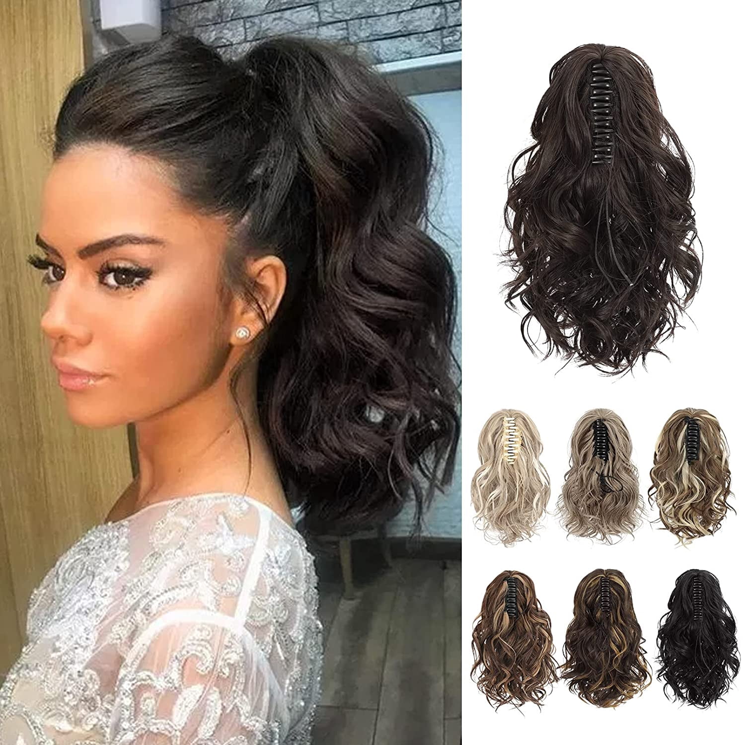Ponytail Extension, Claw Clip in Ponytail Hair Extensions 10 Inch Short ...