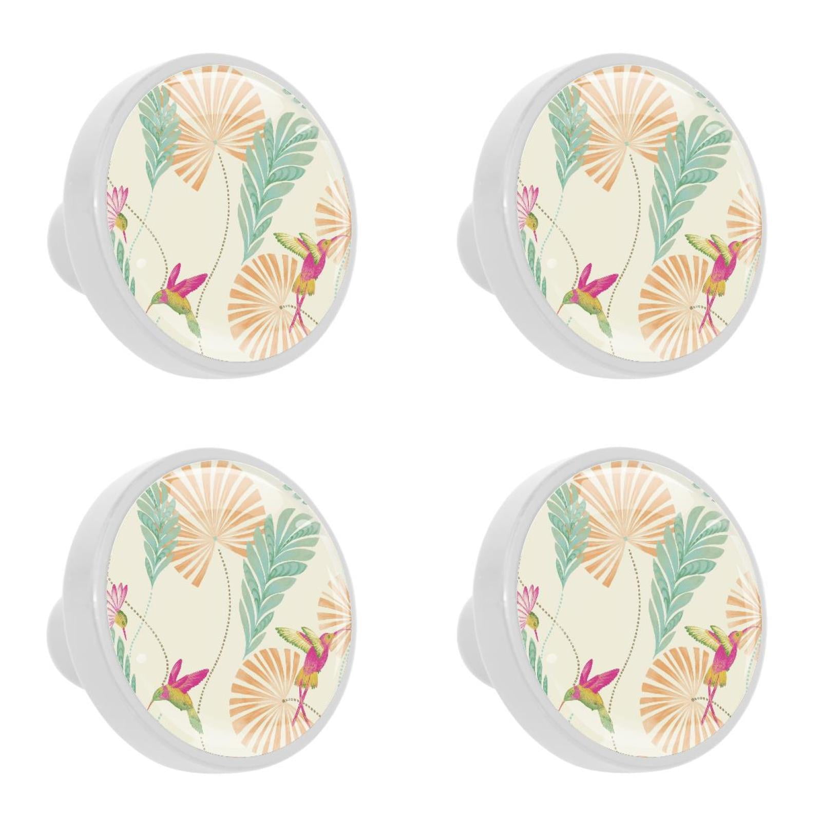 4 Pcs Tropical Leaves Birds Knobs for Kitchen Cabinet Cupboard Dresser ...