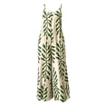 Ailaofu Womens Leaf Print Halter Backless Wide Leg Jumpsuit Fashion ...