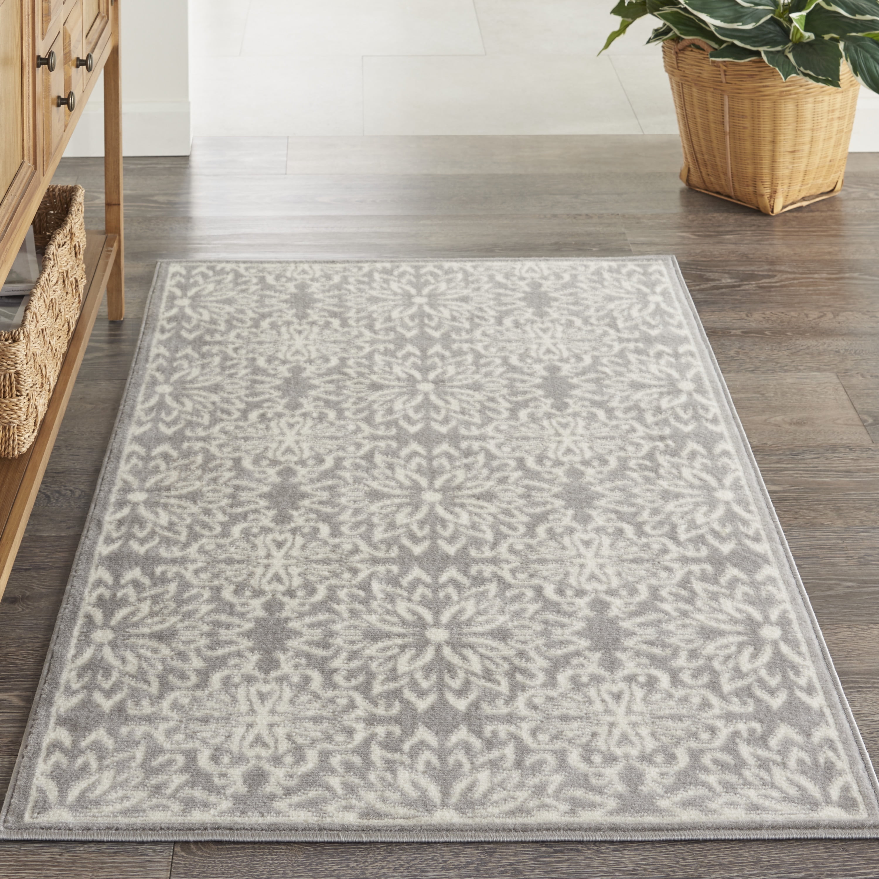 Nourison Jubilant Floral Ivory/Grey 3' x 5' Area Rug, (3x5) - Walmart.com