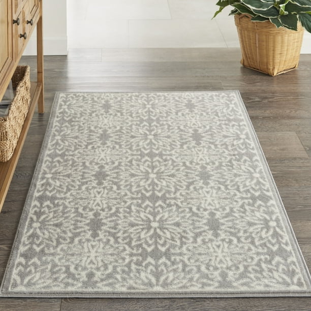 Nourison Jubilant Floral Ivory/Grey 3' x 5' Area Rug, (3x5) - Walmart.com