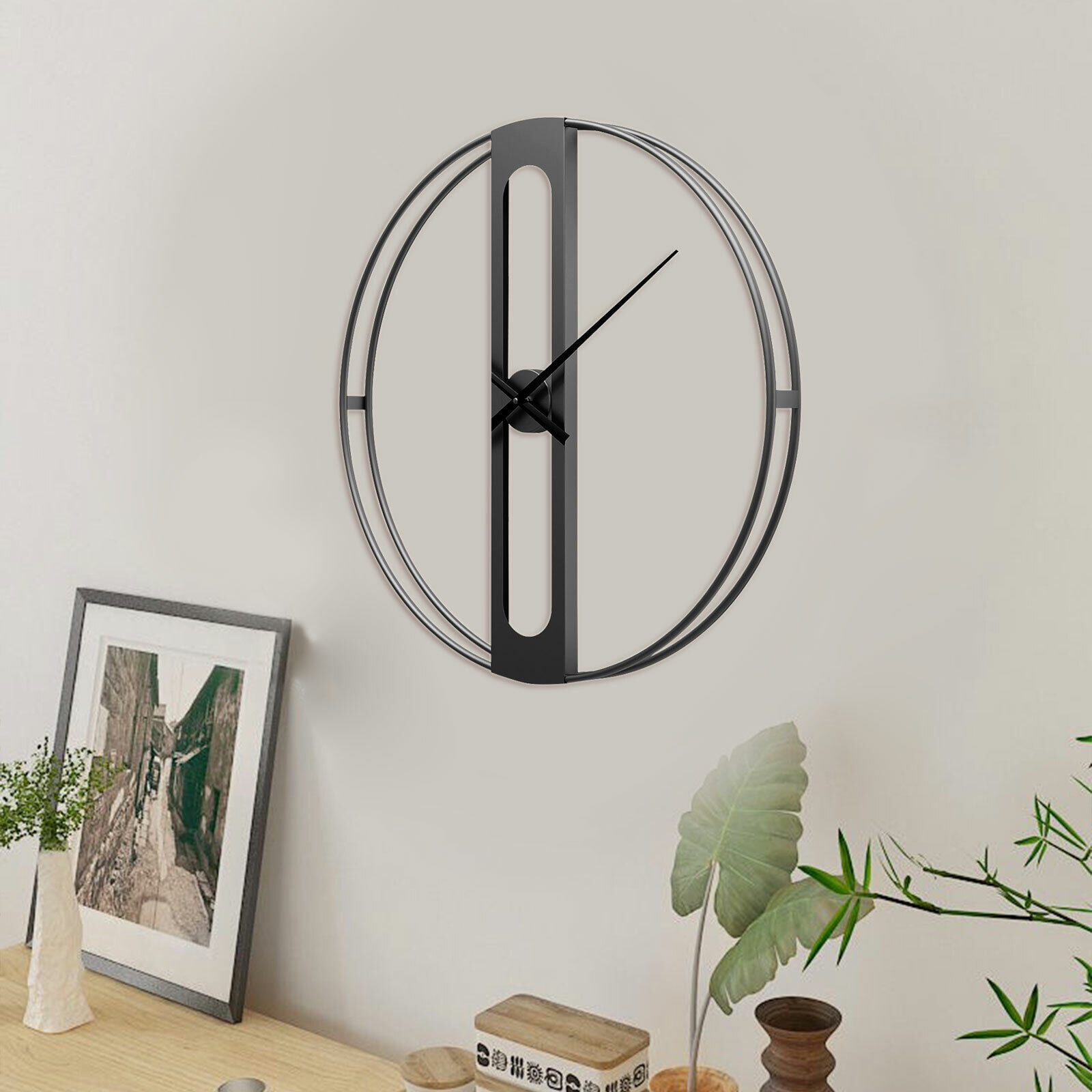 Minimalist Wall Clock Modern Large Metal Minimalist Home Wall Clock ...