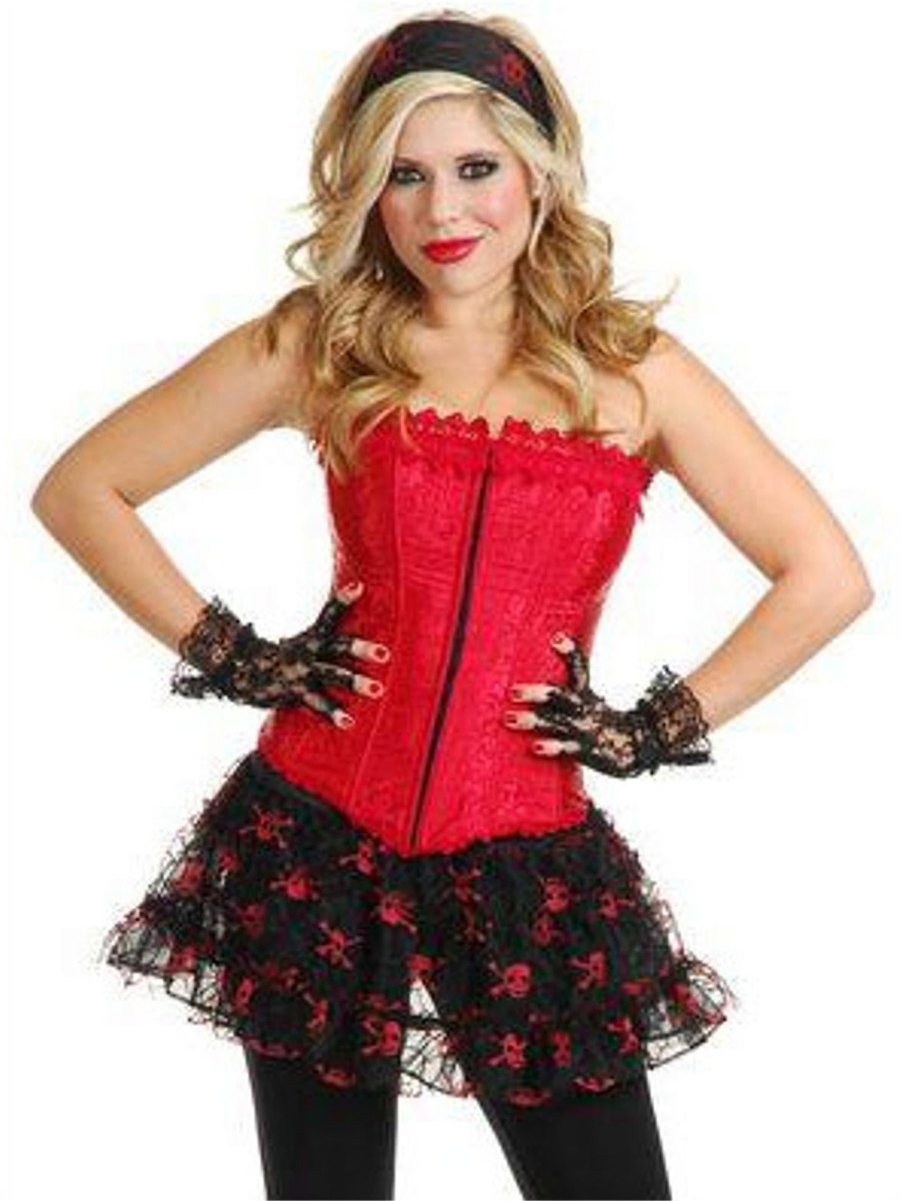 Charades Costumes Women's Small 5-7 Red Lace Dominatrix Costume Corset ...
