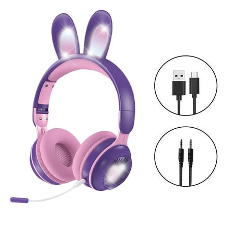 Gift Wireless Gaming Headset FM Radio With Mic Rabbit Ear Fashion Home ...