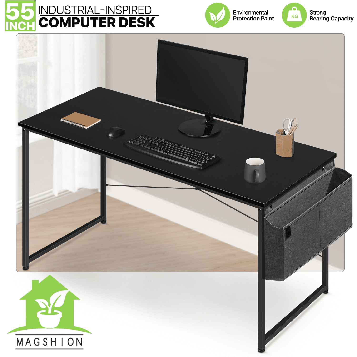 Magshion 55" Computer with Storage Bag Desk for Home Office, Gaming ...