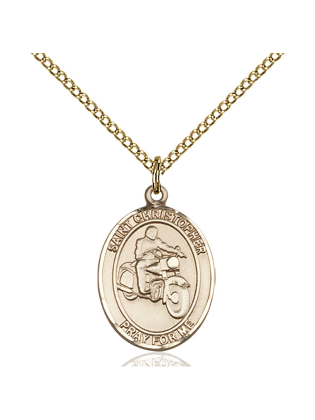 Gold Filled St. Christopher/Motorcycle Pendant 3/4 x 1/2 inches with ...