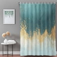 Bathroom Shower Curtain Abstract Teal Light Blue Color Block Waterproof ...