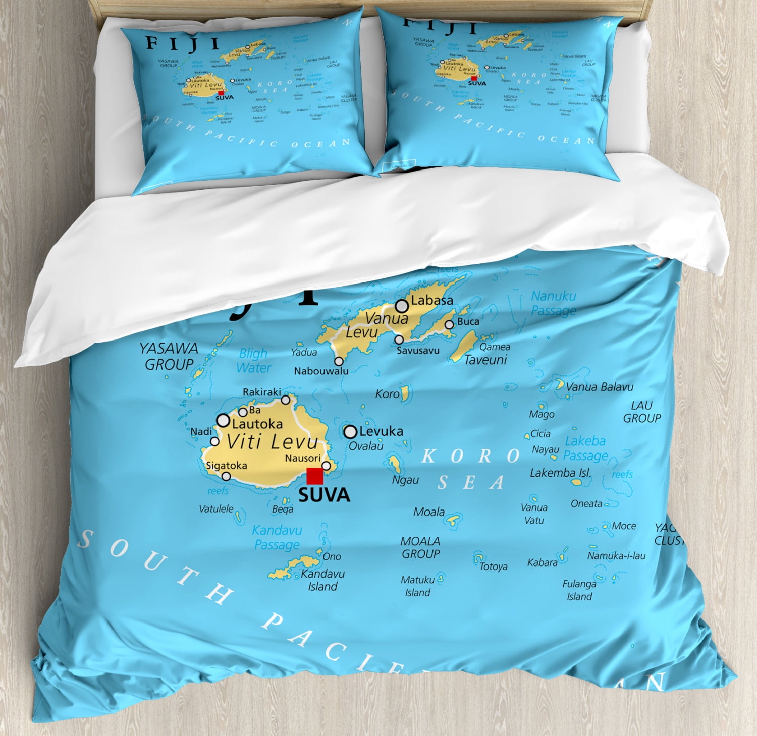 Fiji Duvet Cover Set King Size, Political Map with Capital Suva and ...