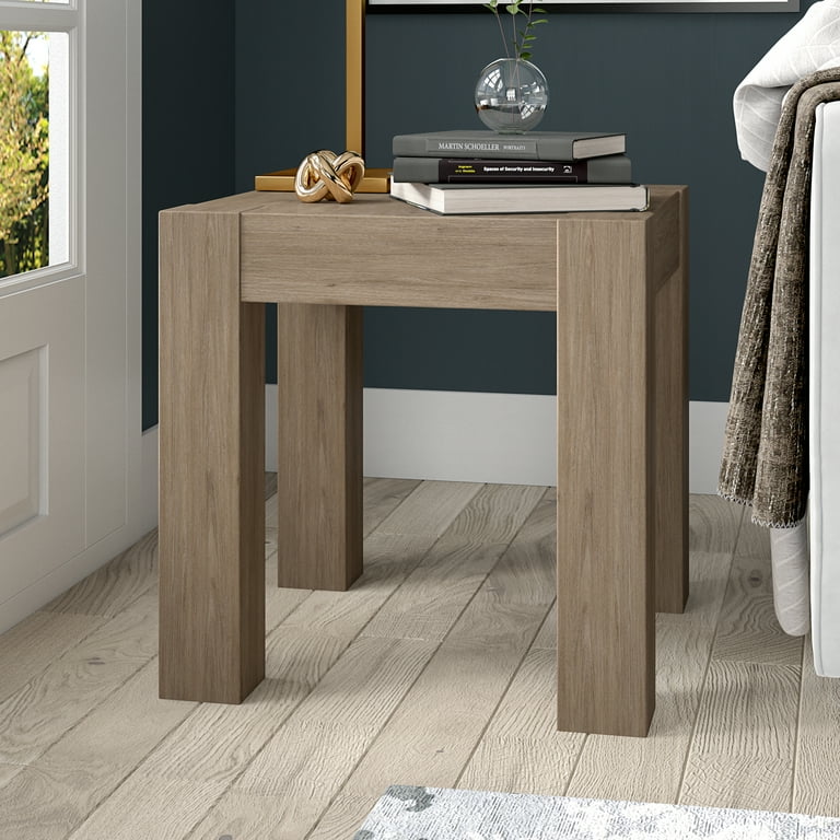 Evelyn Zoe Langston 22 Wide Square Side Table Antiqued Gray Oak