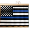 American Flag Cabinet Curtain, Retro USA Flag Blue Line Black White ...